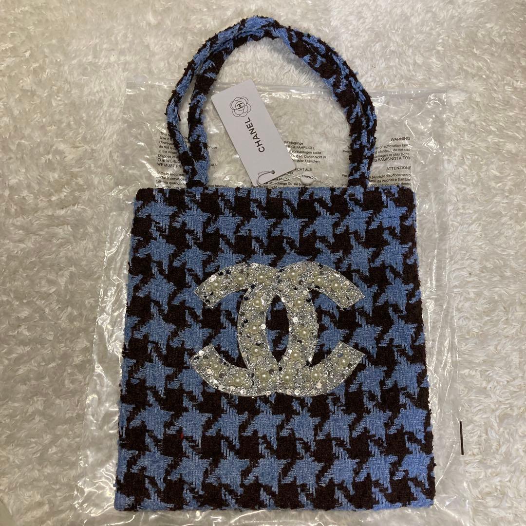 CHANEL ツイードトートバッグ　ビジュー
