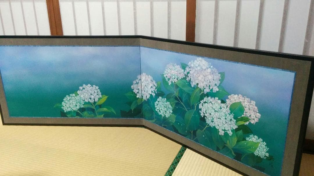 日本画 / 鎌田 義裕 / 【紫陽花】/ 屏風