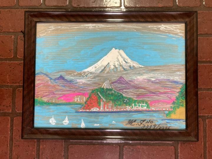 幻想絵画空飛ぶ画家糸川裕志の富士山曼荼羅の一点、アクリル画