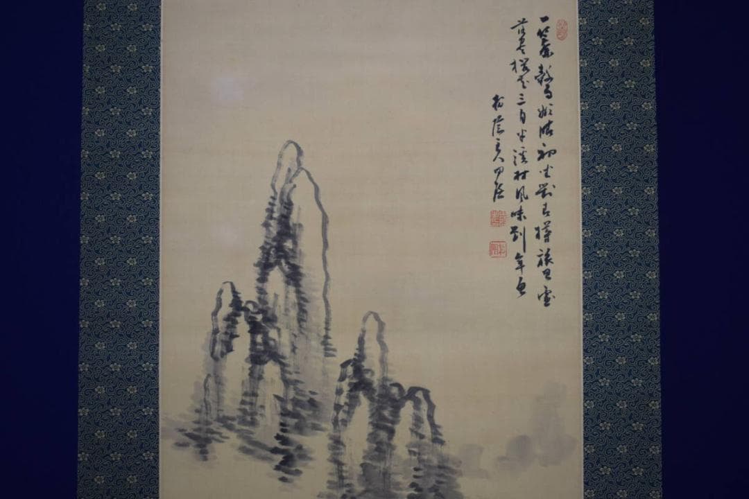 模写/田中柏陰 /山水人物画賛/桐共箱付/布袋屋掛軸HE-694