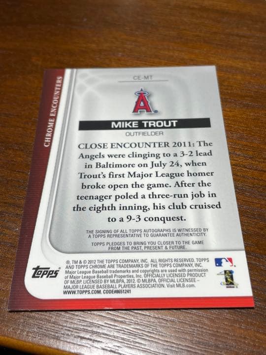 2012 Topps Chrome Mike Trout 10枚限定直筆サイン