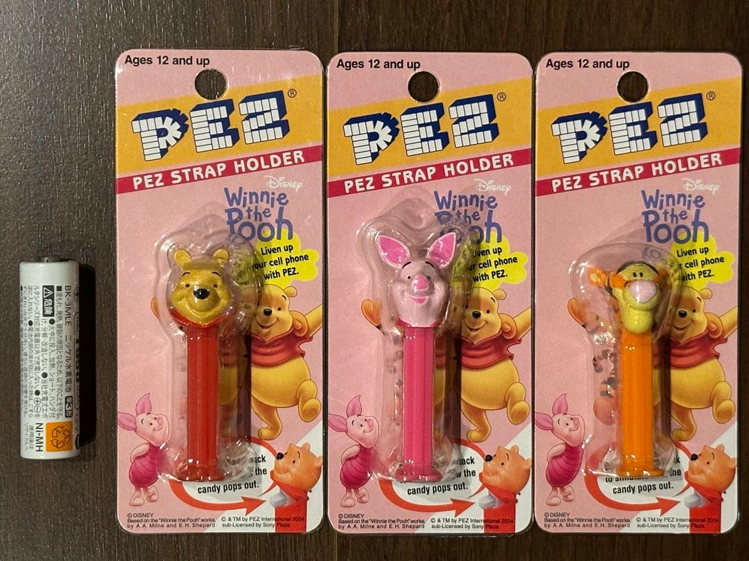 【未使用】OLD PEZ ストラップ クマのプーさん 3体セット コンプリート