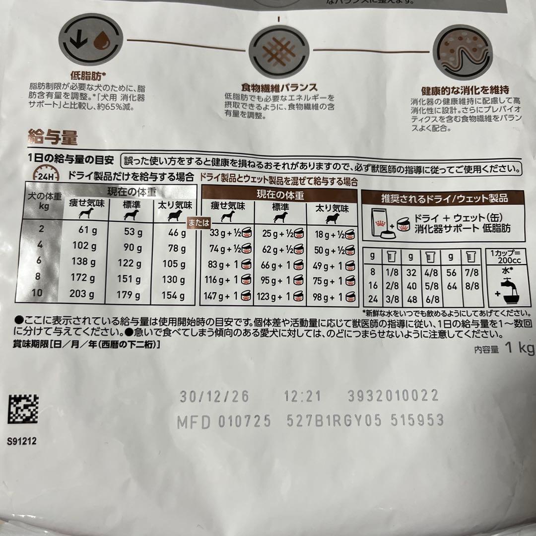 ロイヤルカナン　消化器サポート低脂肪１ｋｇ✖️2袋