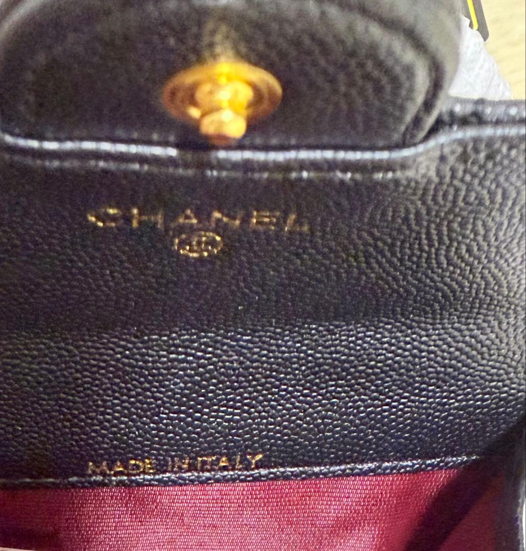 CHANEL 黒 レザー 財布 コンパクト ノベルティ