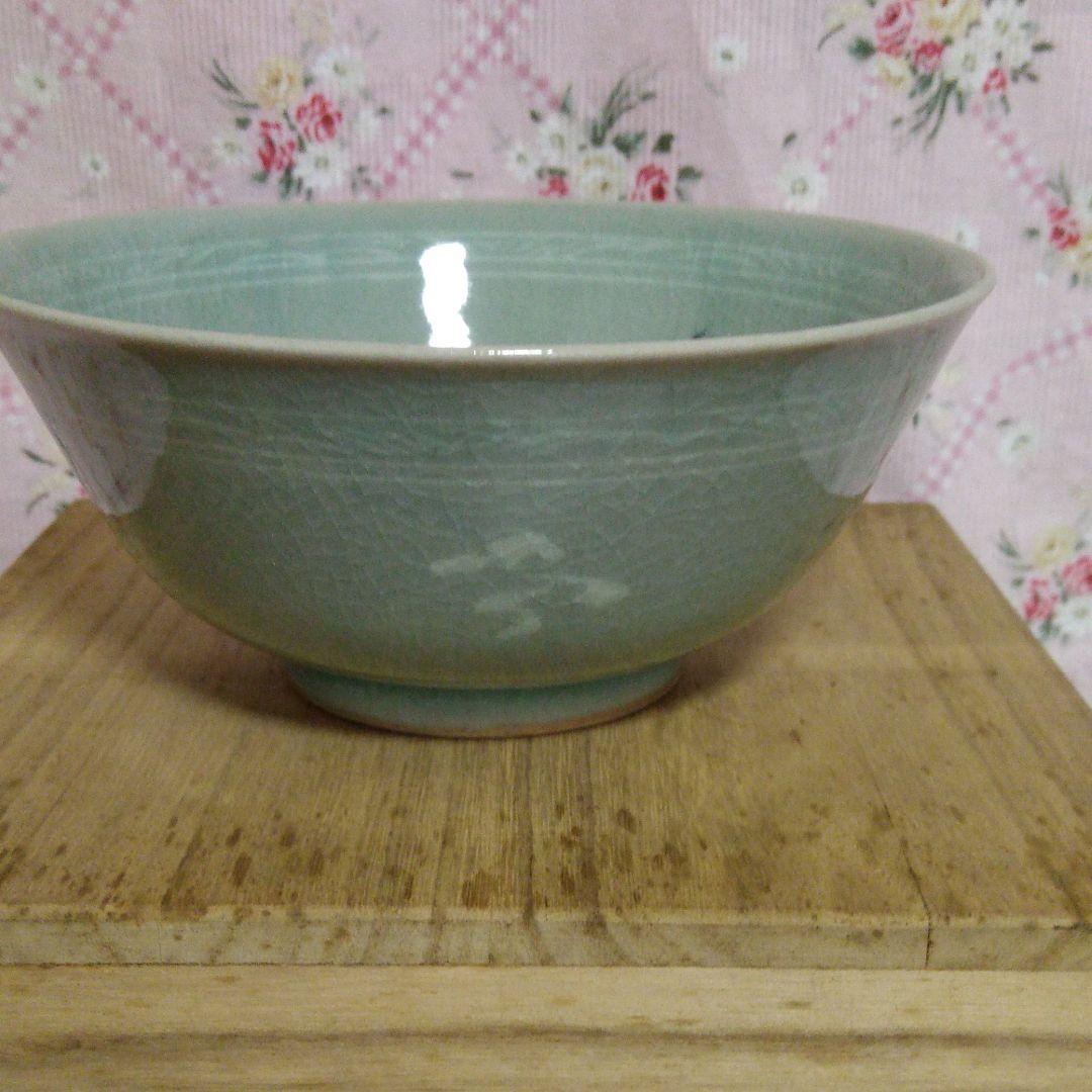 抹茶茶碗 青磁 柳海剛 鶴