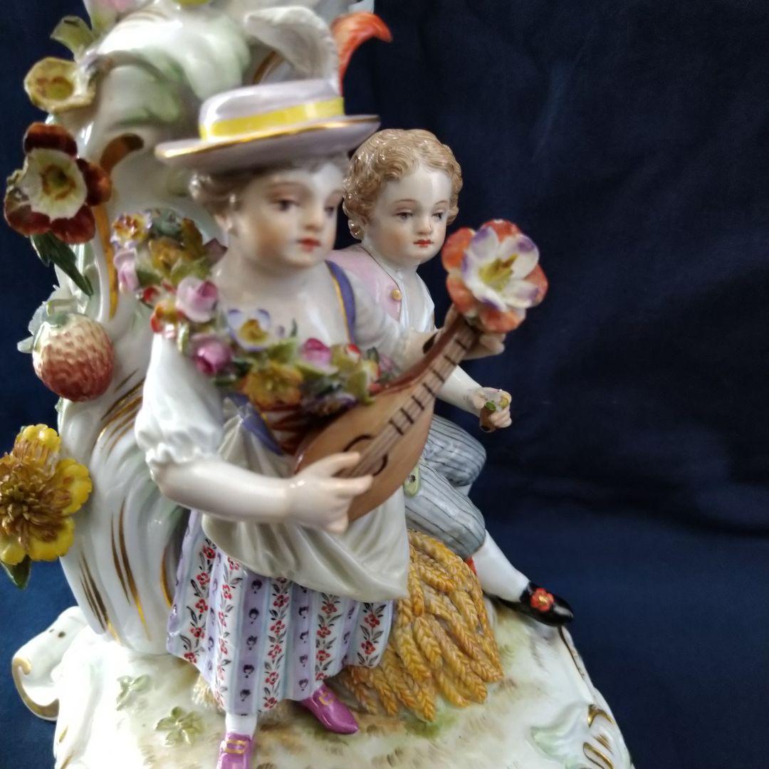 ✤1924年以前マイセン(Meissen)のキャンドルスタンド✤『春夏の寓意』✤