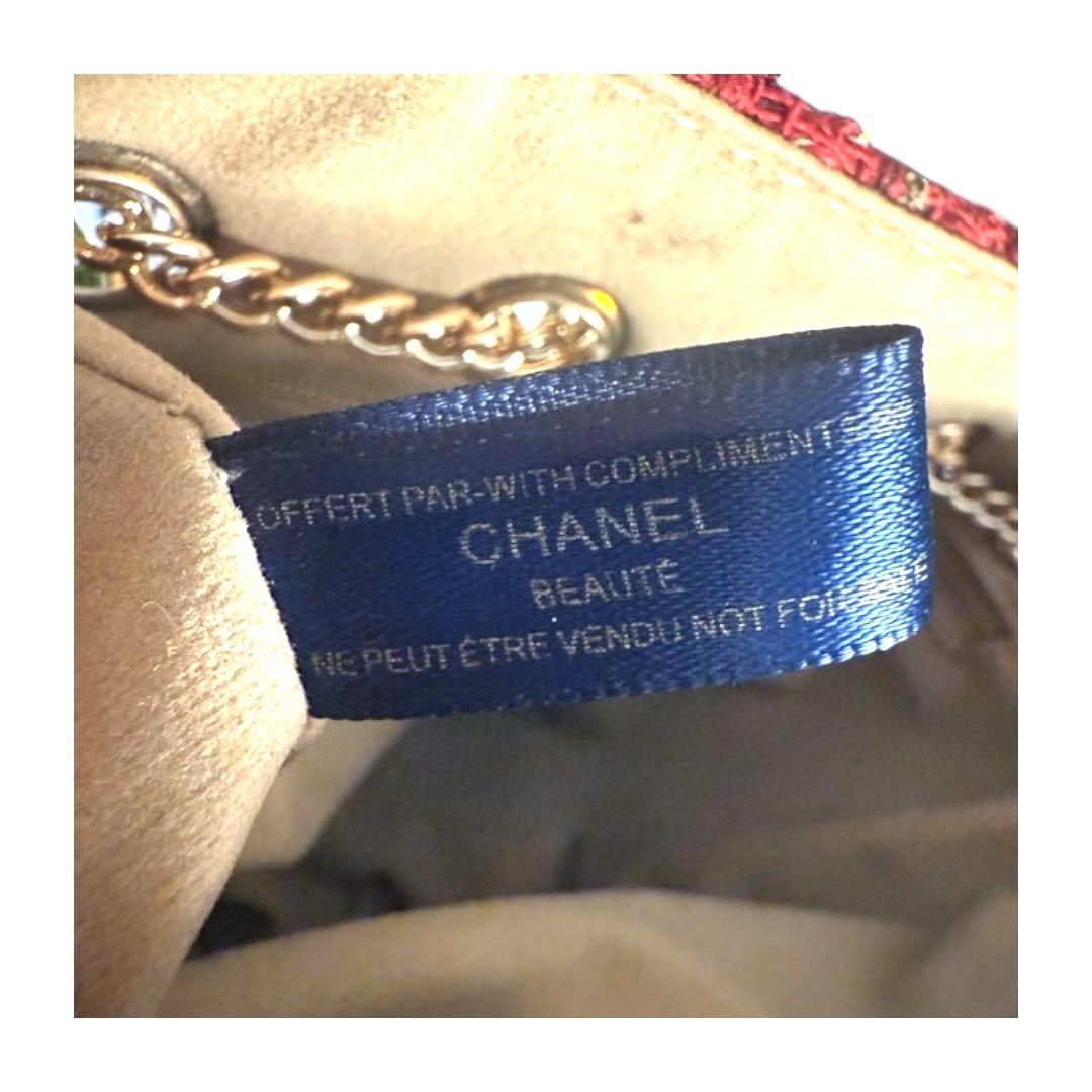 【新品未使用】 CHANEL レッド 赤 ラメ ツイード チェーン バッグ