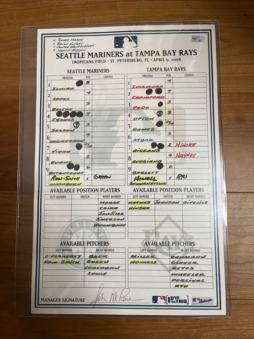 イチロー　城島　岩村　実使用　ラインナップカード