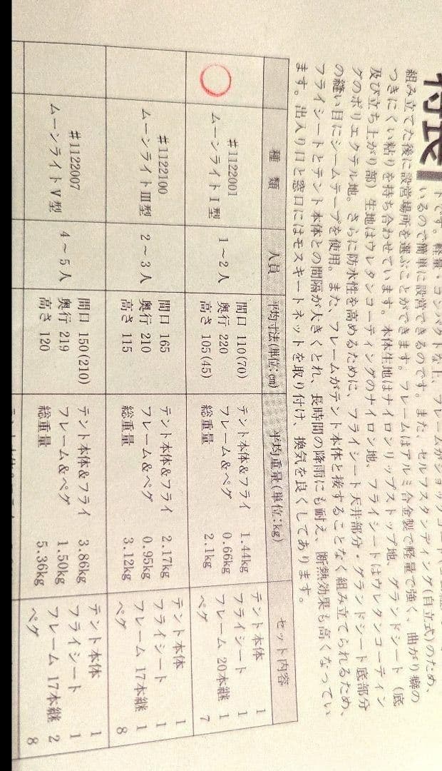 モンベル 　ムーンライトテントⅠ型