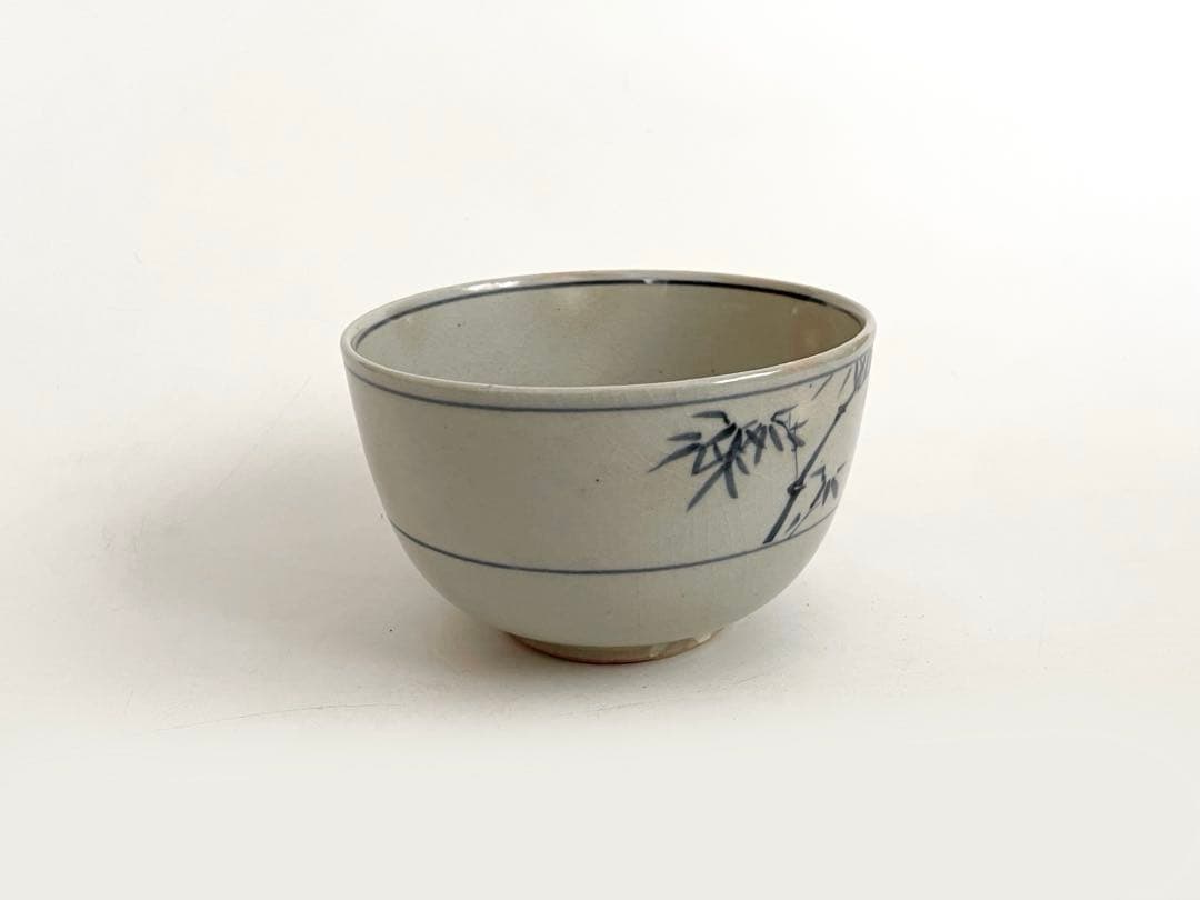 陶芸家　須田青華　須田菁華　上田耕甫画　染付　竹笹文様　茶碗　抹茶碗　箱なし