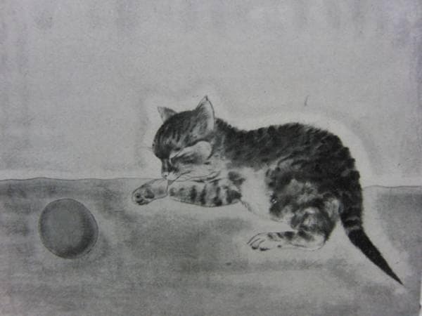 藤田 嗣治、猫６、1929年発行・骨董画集画、新品額装
