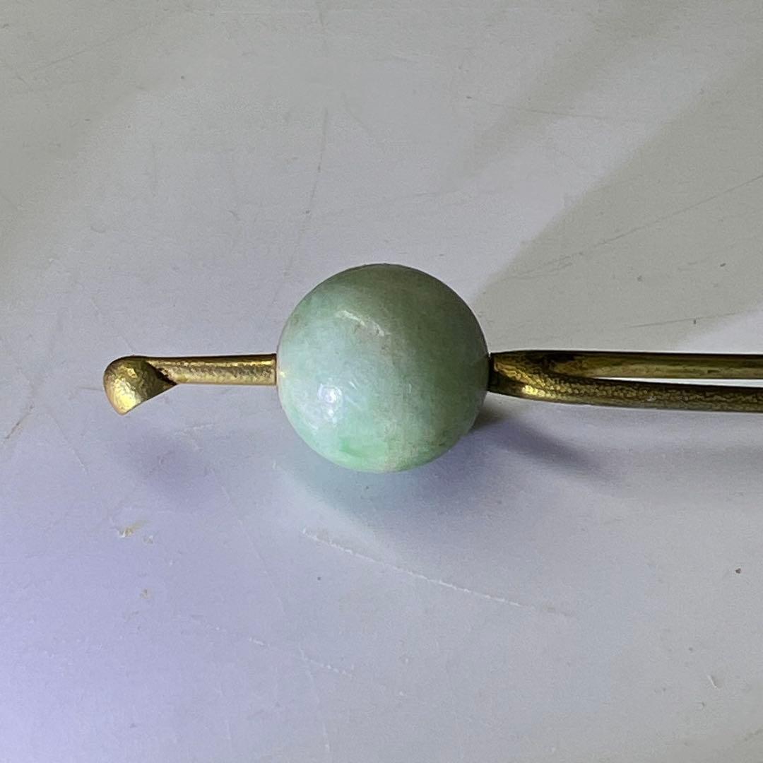 極上 本翡翠 銀細工 簪 ブローチ 106g 東キ8-0127☆2F タサチ