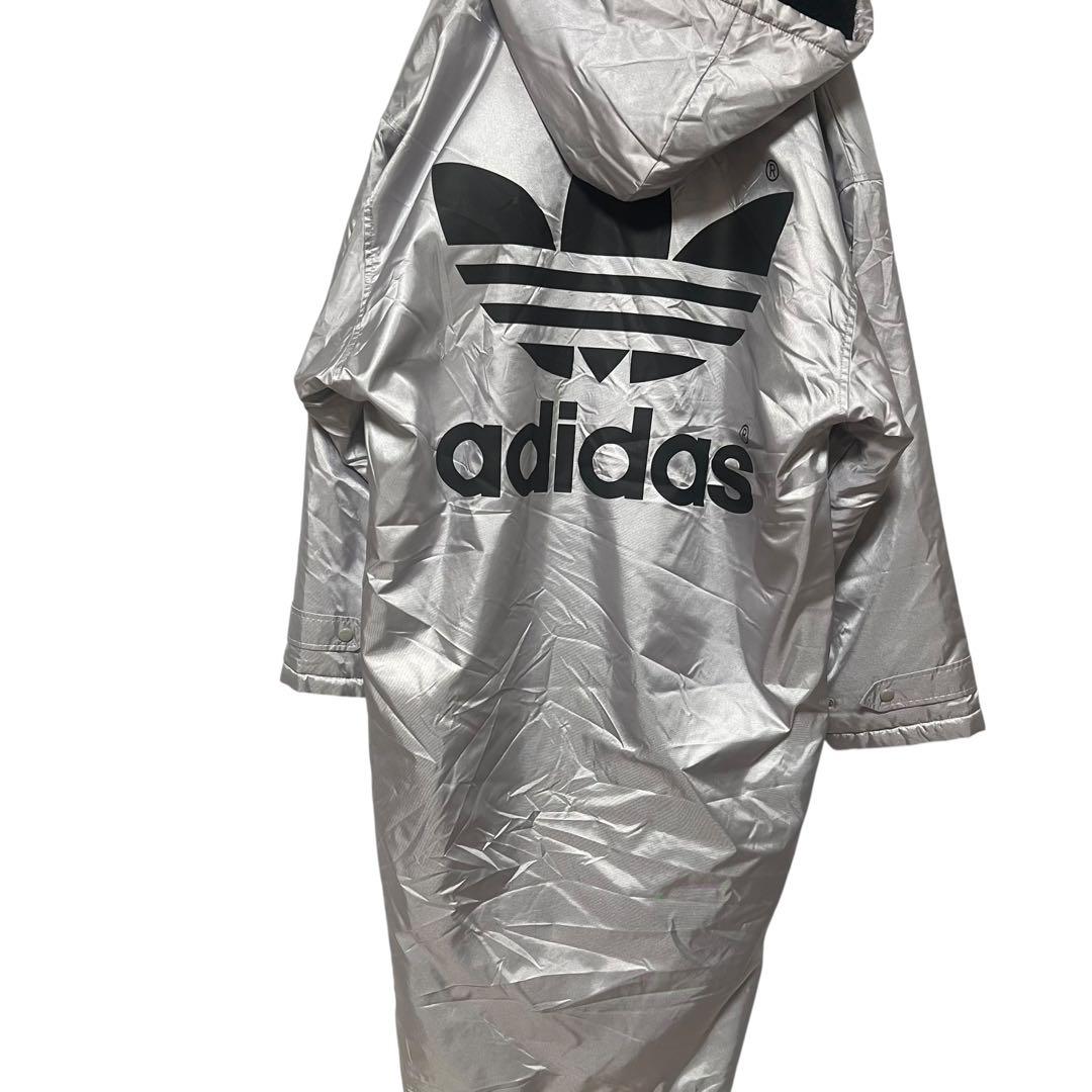 90s adidas アディダス ベンチコート ロング 裏ボア シルバー L