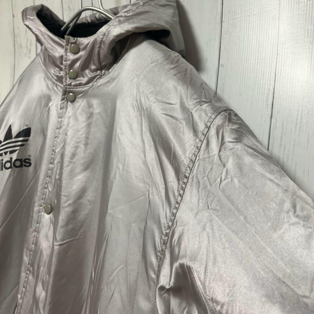 90s adidas アディダス ベンチコート ロング 裏ボア シルバー L