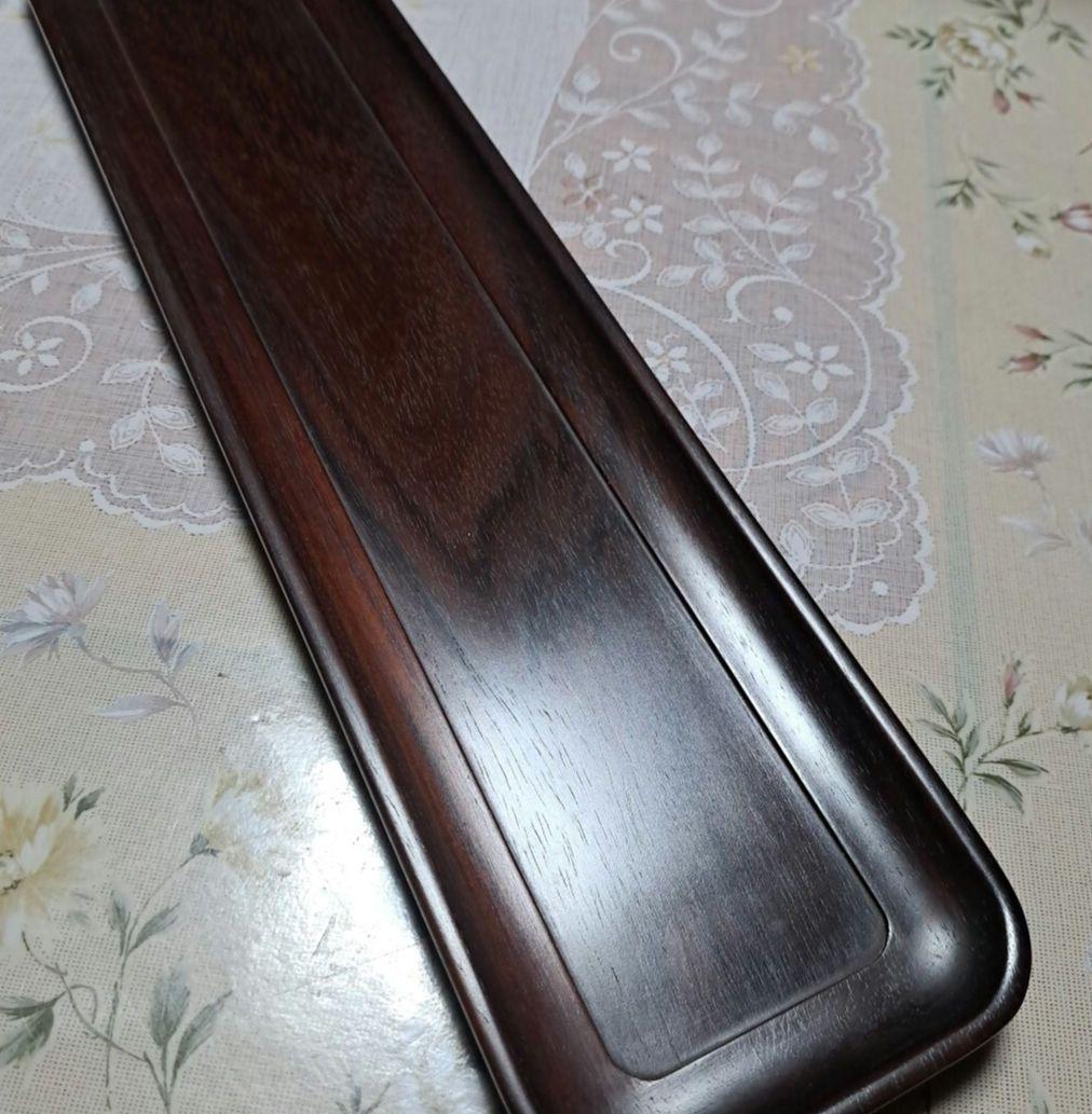 煎茶道具 煎茶盆　黒松　長盆　一文字盆 木製 古美術　工芸品　骨董品