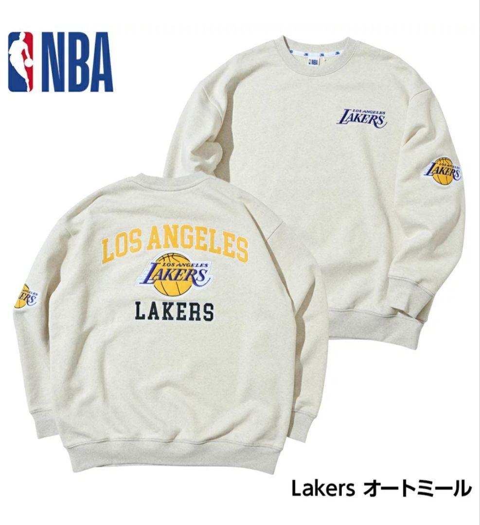 NBA 別注 チーム レタリング スウェット Lakers オートミール　M