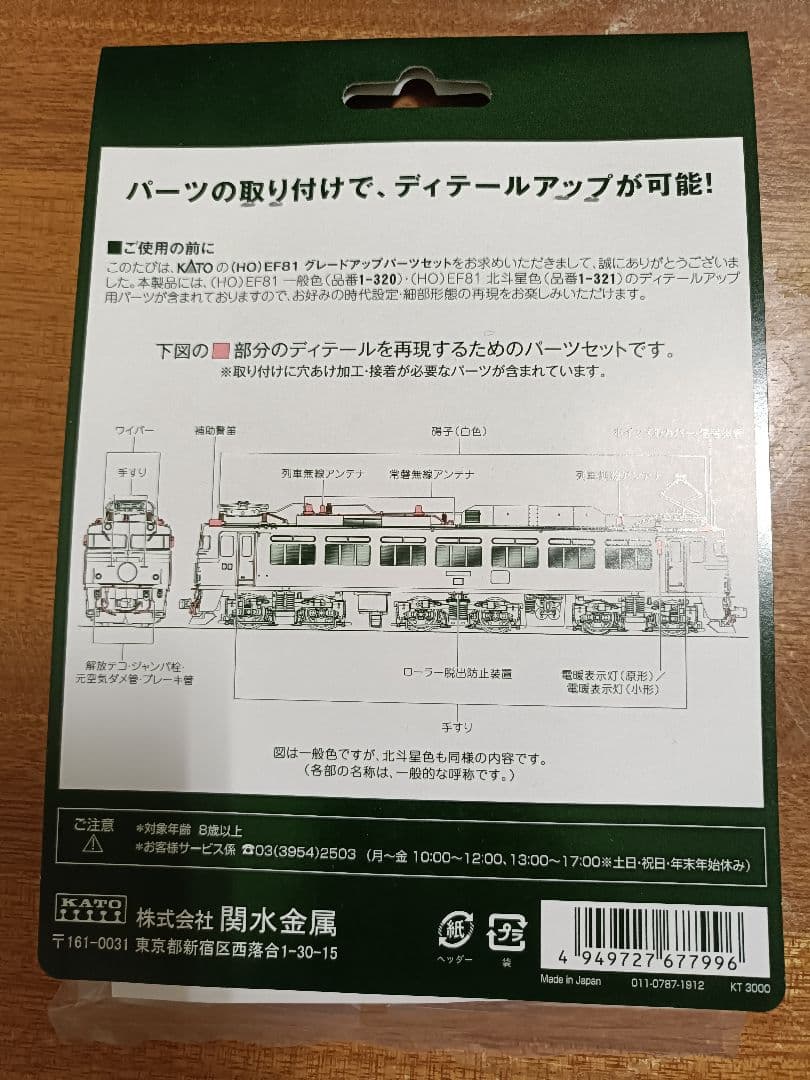 KATO EF81 北斗星色 HO 1-321 グレードアップパーツセット