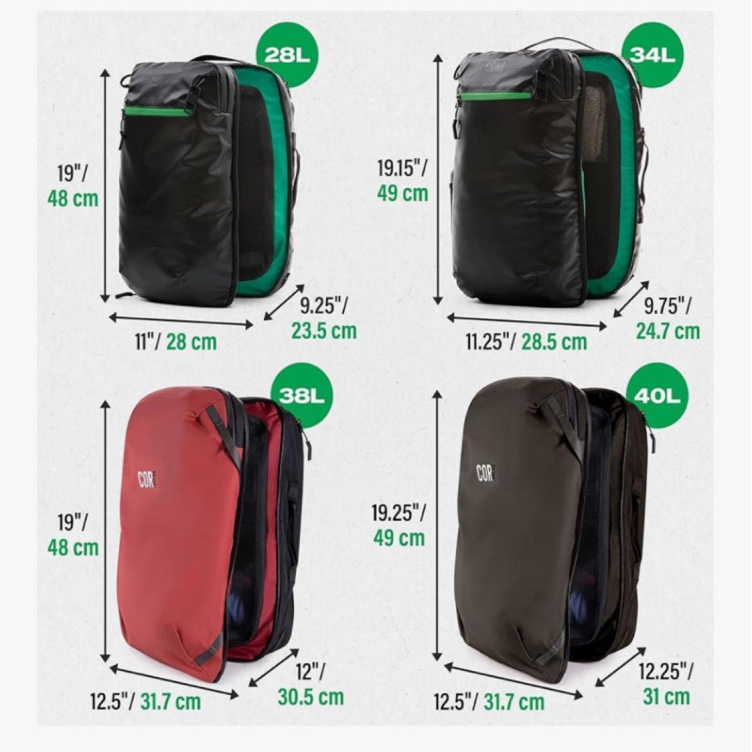 【防水】COR Surf トラベルバックパック 28L 赤 機内持込 PC収納