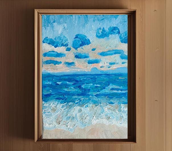 16×23㎝「朝の海６」油彩・原画・サムホール